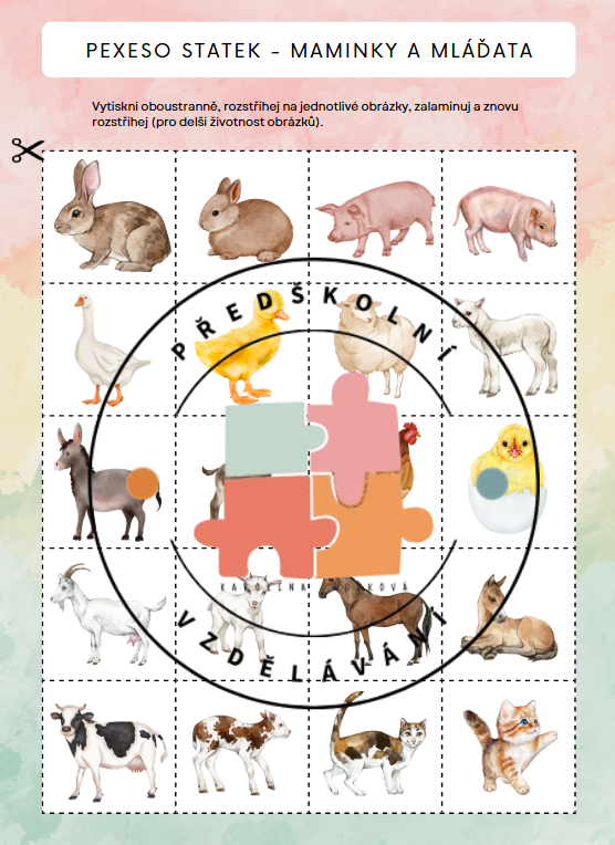 Maminky a jejich mláďata - Grafomotorika | UčiteléUčitelům.cz